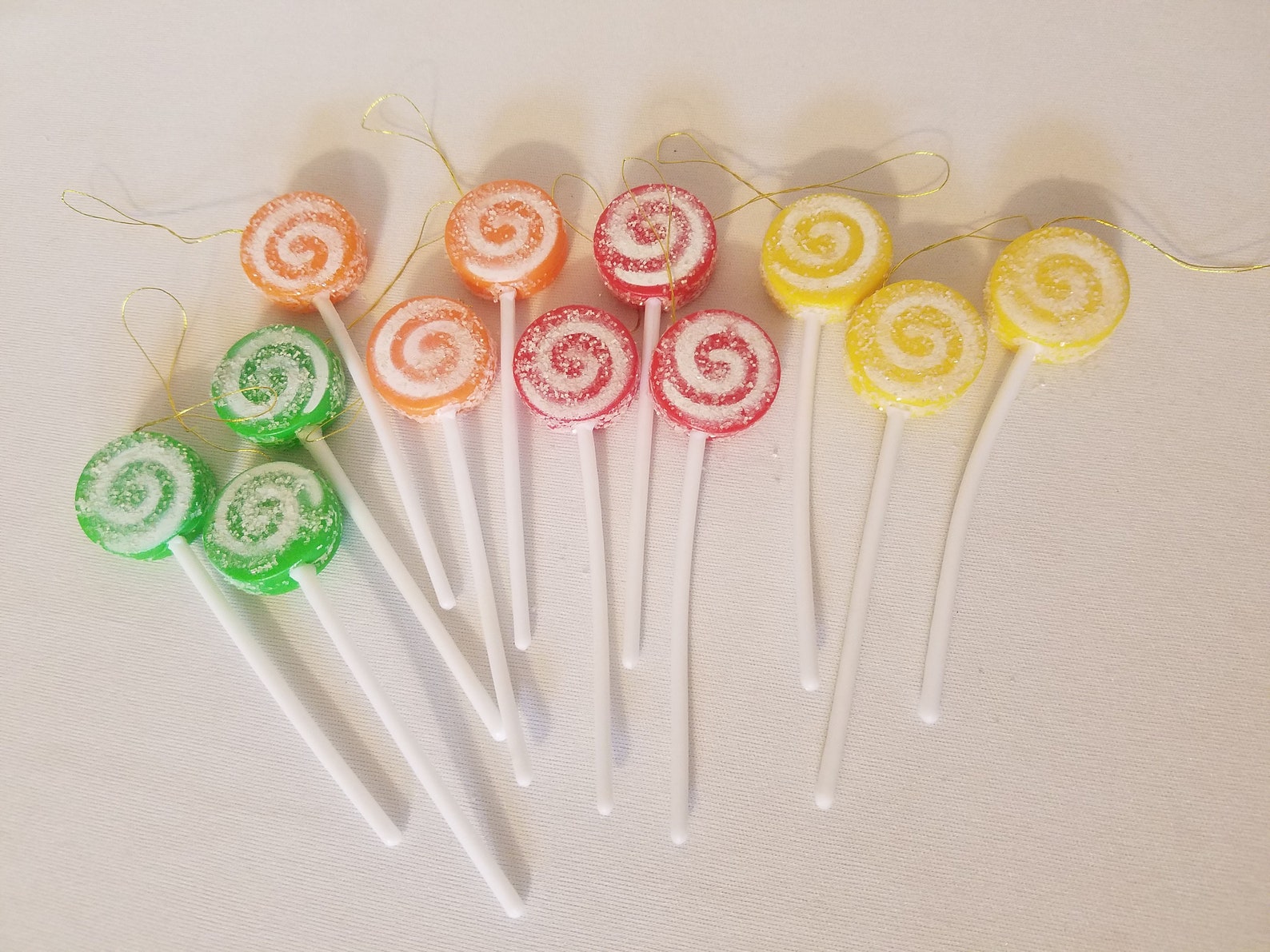 12 Pcs Vintage Artificial Sugared Lolly Pops Candy Christmas Craft ...