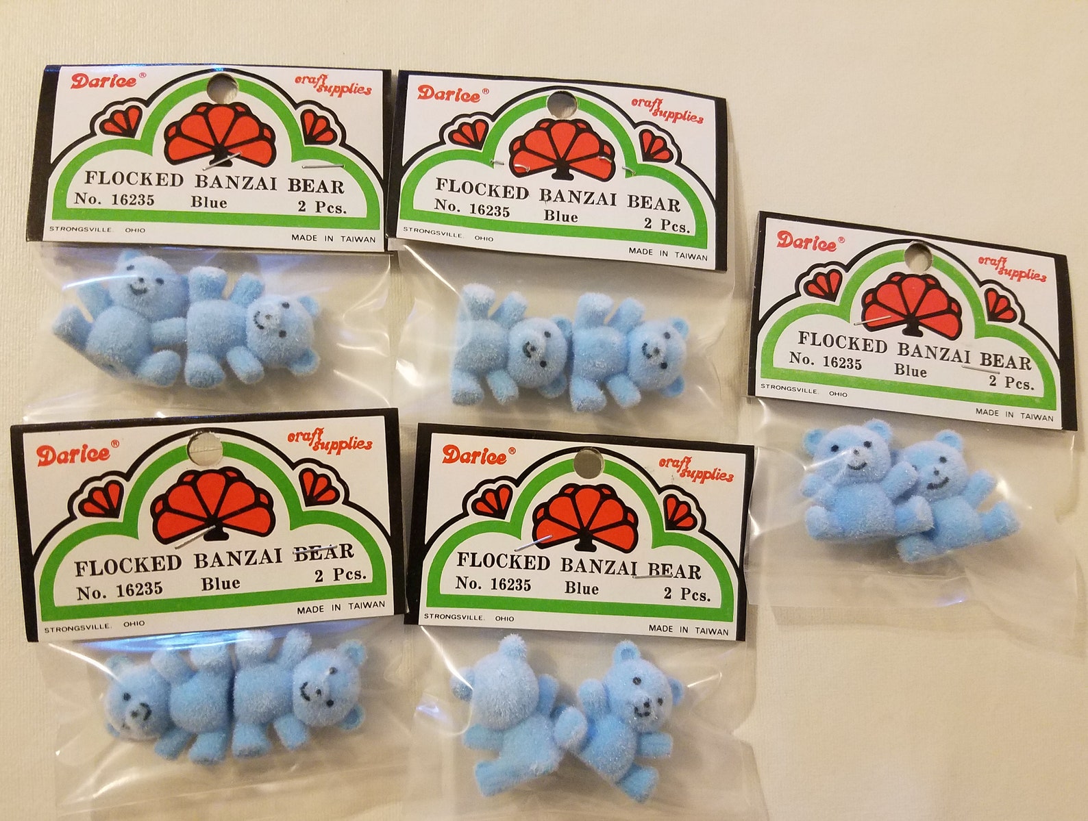 Lot of 10 Darice Craft 1 Miniature Flocked Banzai Teddy - Etsy