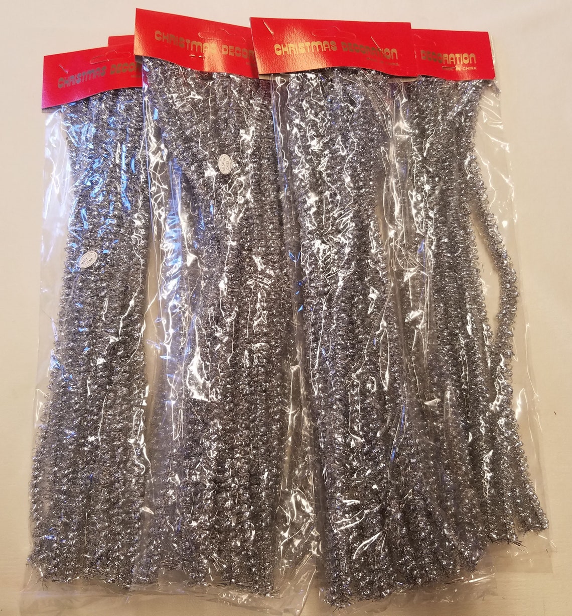 72 Pcs 12 Wired Pipe Cleaners Christmas Tinsel Curly - Etsy