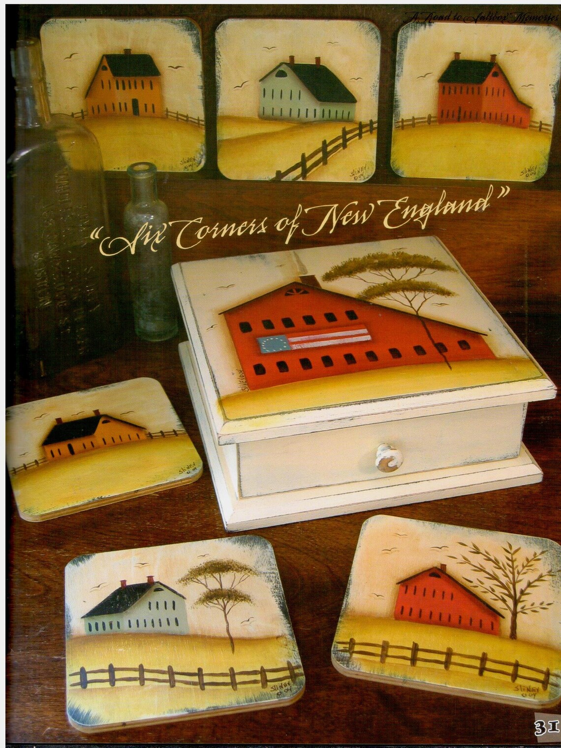 A Road to Saltbox Memories Primitive Folk Art Decorative Painting ...