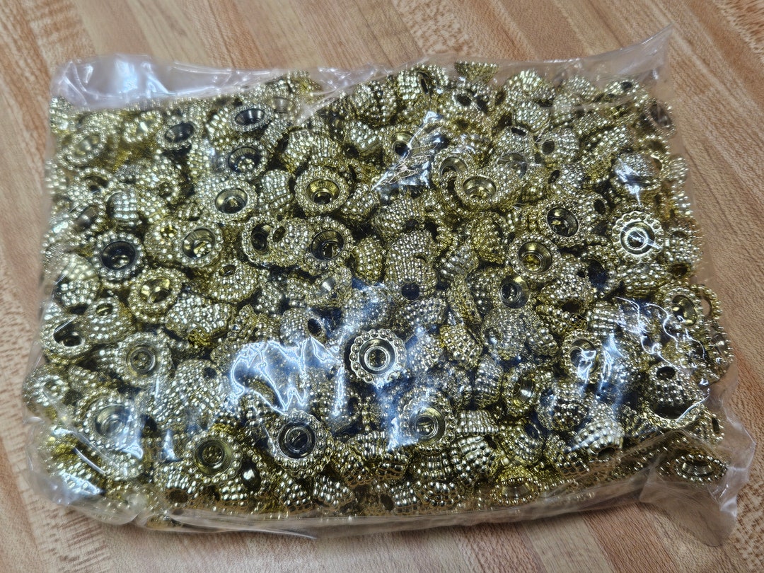 Bulk Wholesale Lot 1,000 Metallic Gold Plastic Crown Rings Bead Caps ...