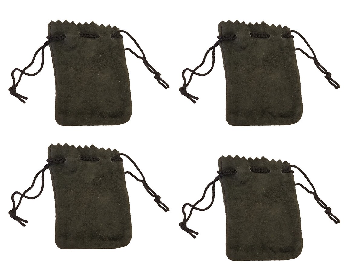 Pack of 4 Small Genuine Suede Leather Drawstring Pouch Bag for | Etsy