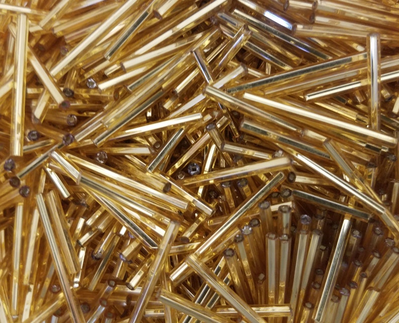 4oz 400 Pcs Size 25 Metallic Gold Round Glass Tube Bugle - Etsy