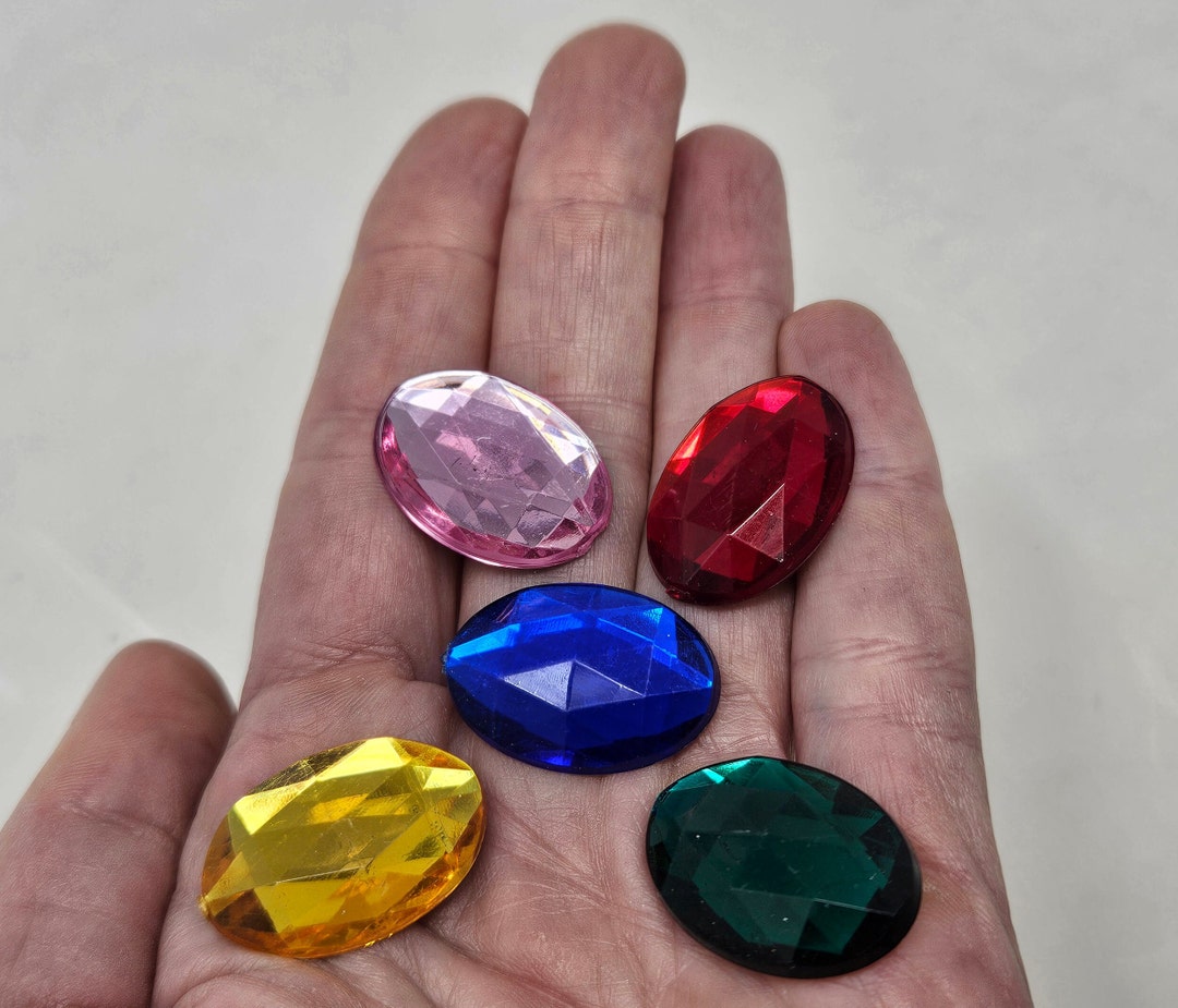 Bulk 100 Pcs Large 18mm X 25mm Oval Crystal Faceted Acrylic Rhinestones ...