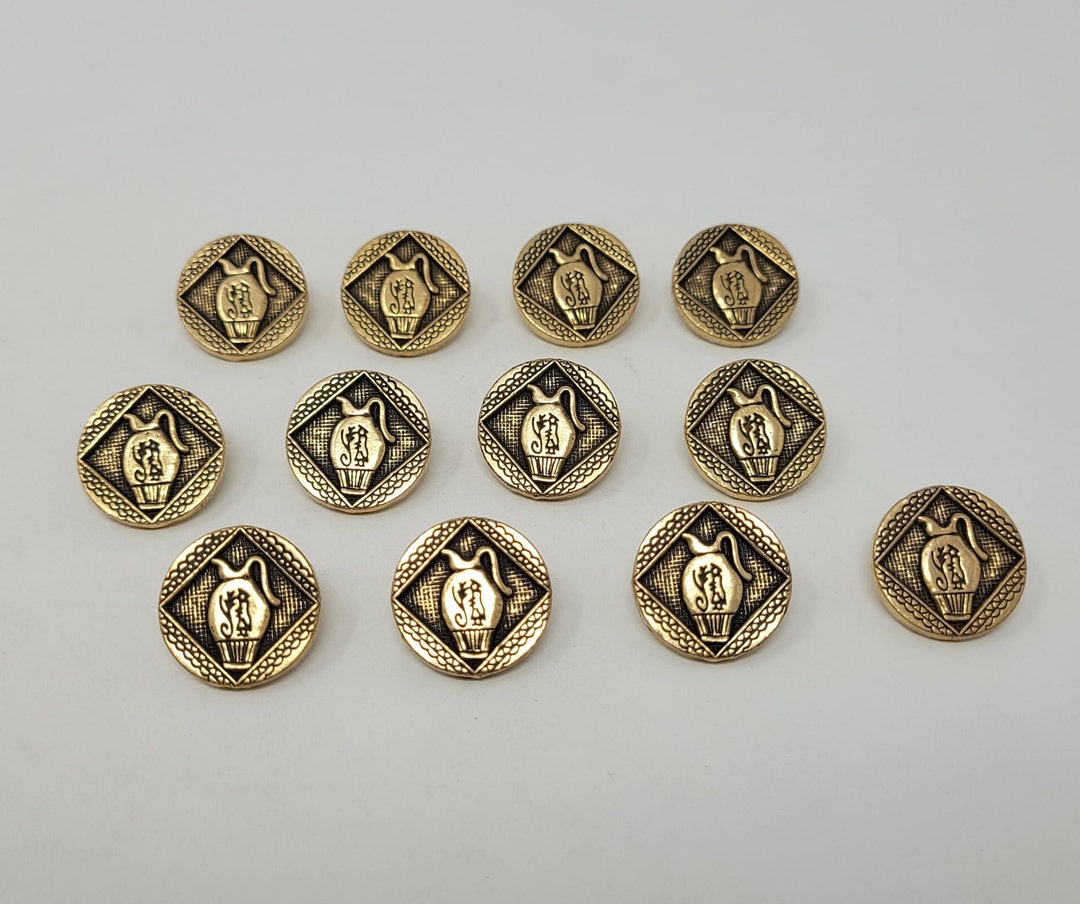 12 Pcs Ornate Pitcher Gilded Antique Gold Plastic Sewing Buttons 18mm ...
