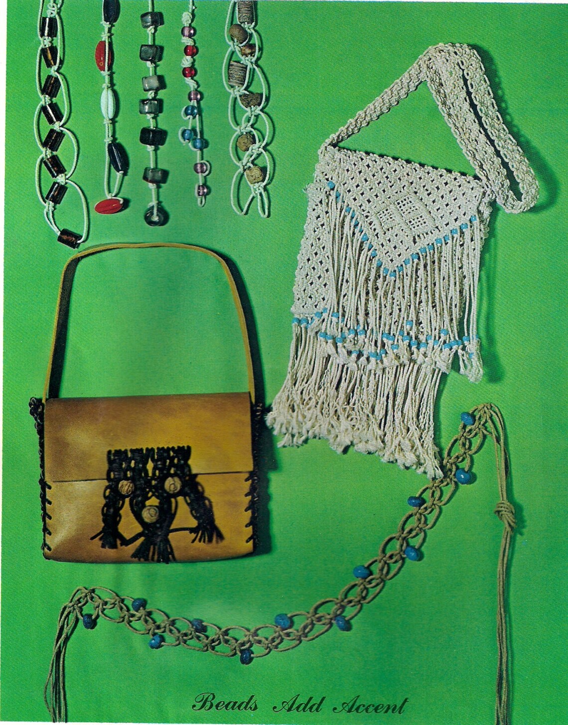 12 Belt & Bag Macrame Designs - Rare 1970s Purse Patterns Craft Book - Etsy