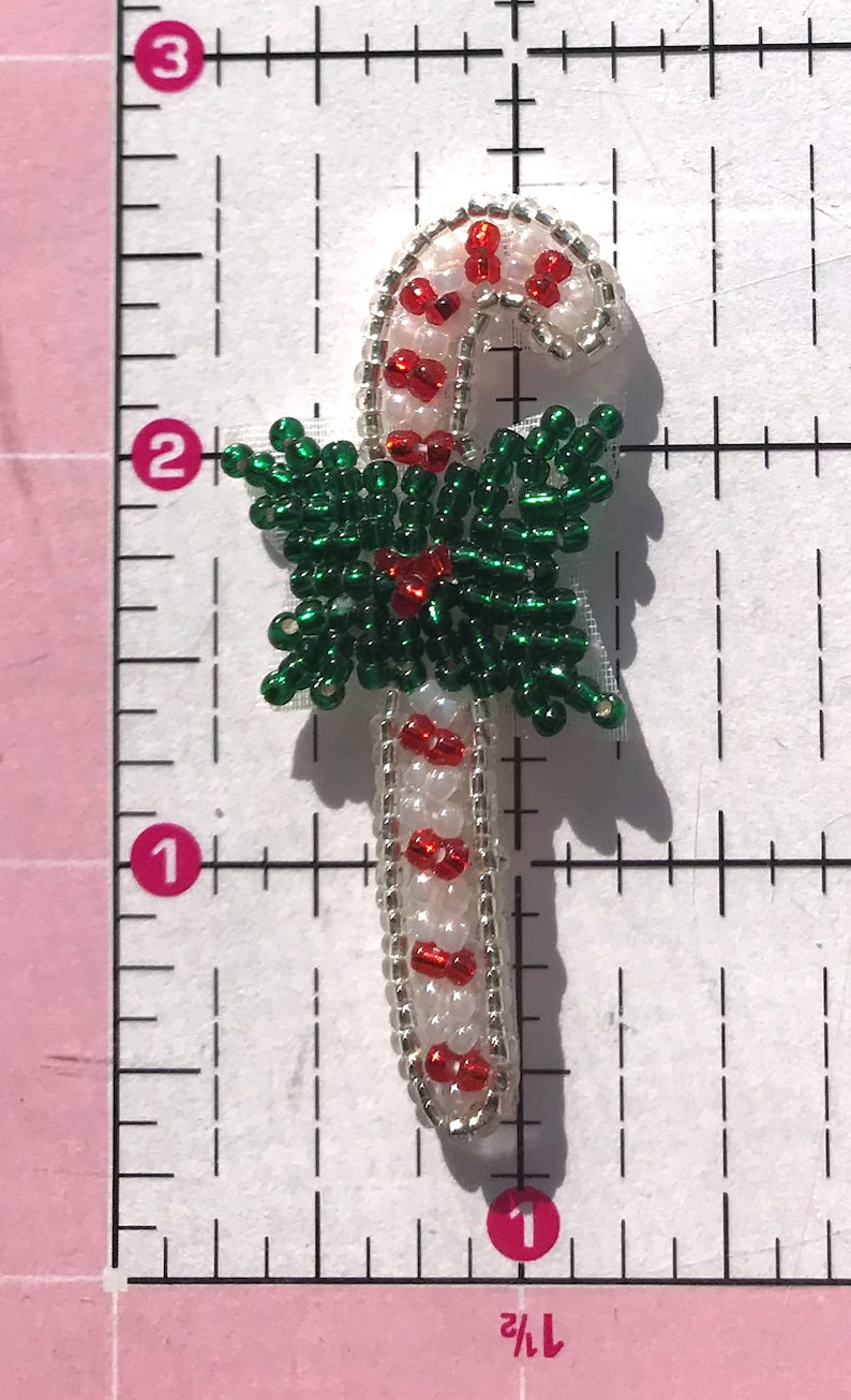 Pack of 4 Candy Canes Christmas Beaded Sew-On Applique Craft | Etsy