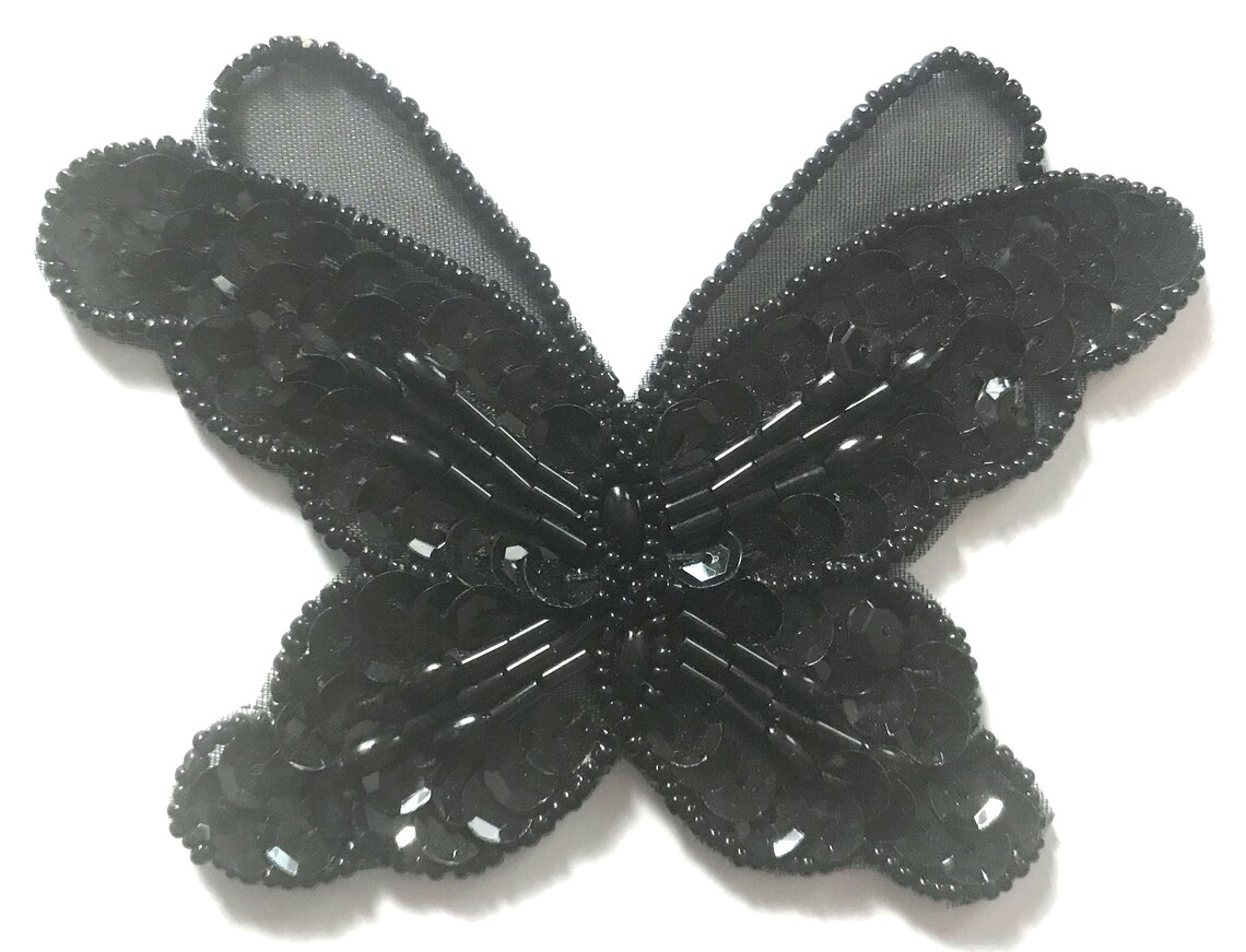 Large Butterfly Beaded Sequined Sew-on Applique Craft Sewing ...