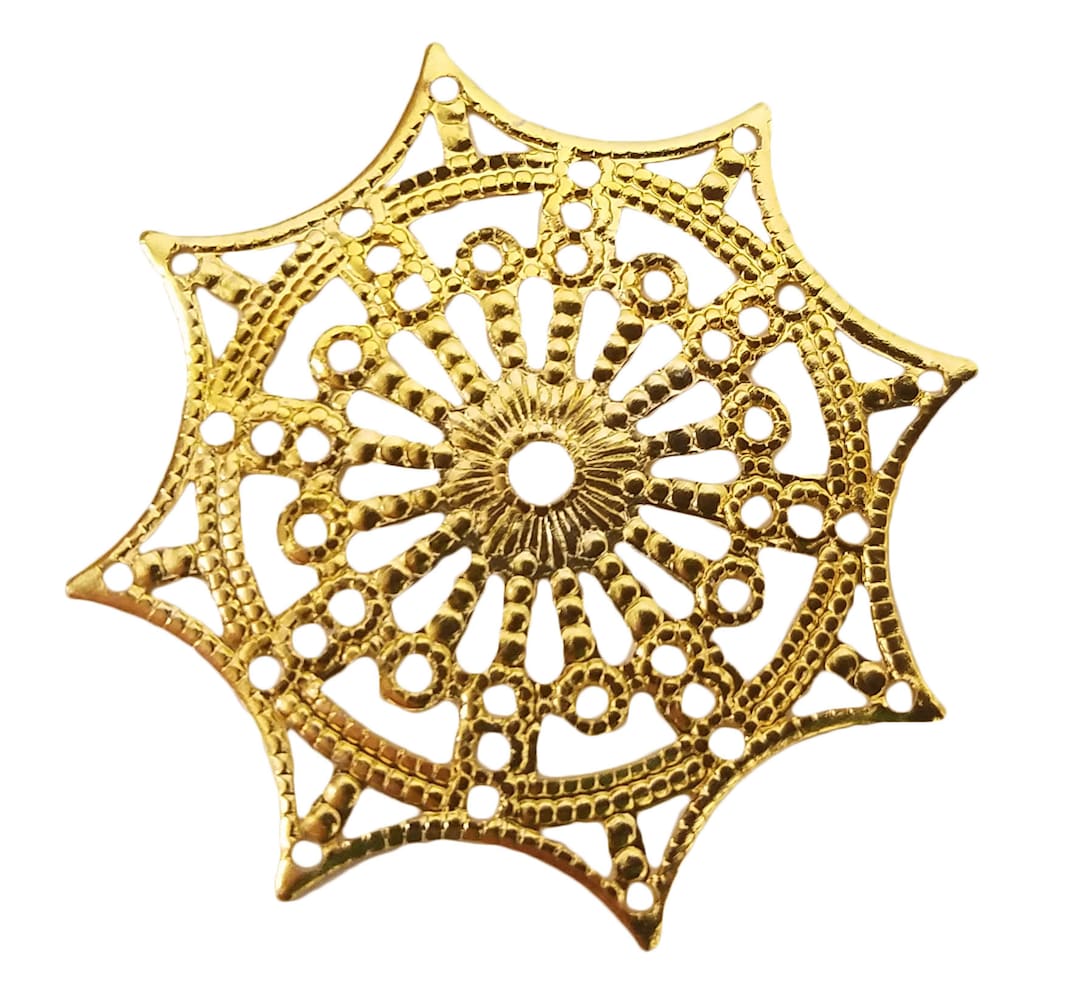 20 Pcs Vintage Gold Metal Filigree Scalloped Star Disk Embellishments ...