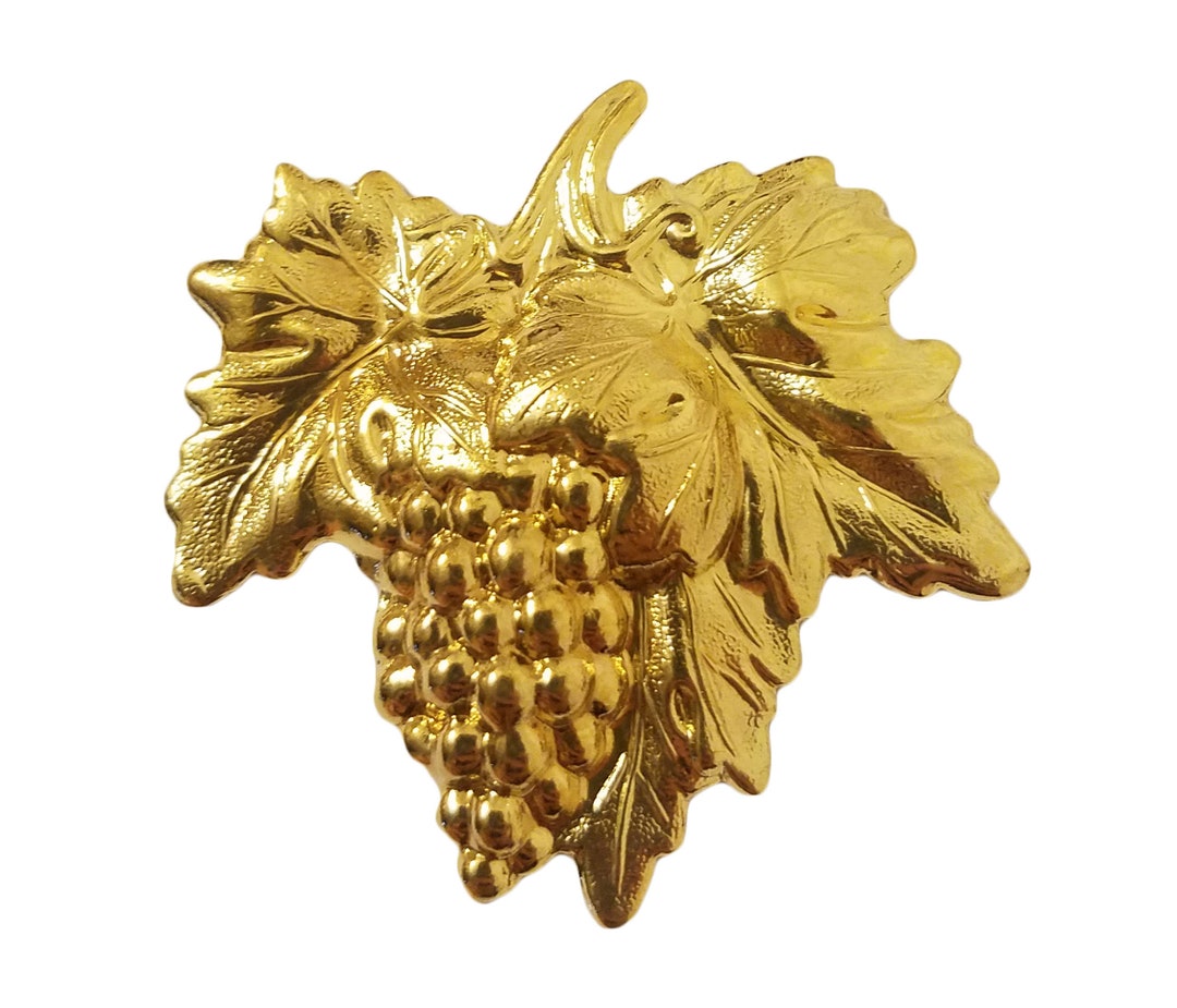 10 Pcs Vintage Gold Tone Metal Bunch of Grapes With Leaves Stampings ...