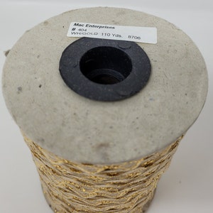 Vintage Bulk Spool Metallic Gold & White Craft Sewing Trim Nylon Ribbon ...