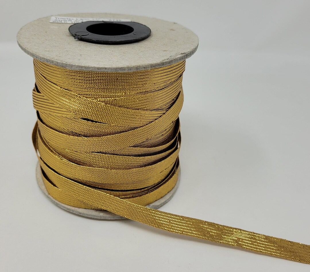 Vintage Bulk Spool Metallic Gold or Silver 9mm 3/8" Textured Ribbon ...
