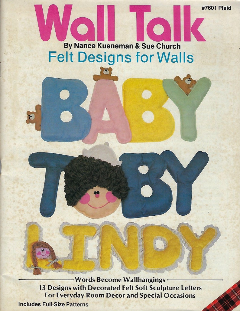 Wall Talk Felt Designs Fabric Applique Wallhanging Patterns | Etsy