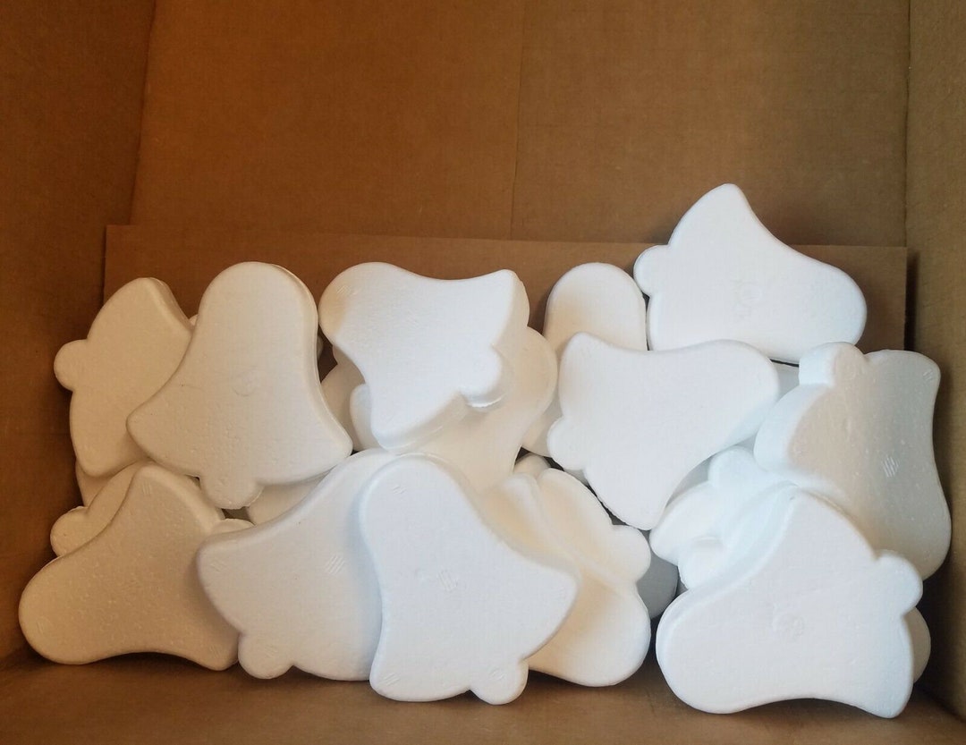 Lot of 25 Styrofoam Polystyrene Dylite Flat Bells Shapes Forms for Kids ...