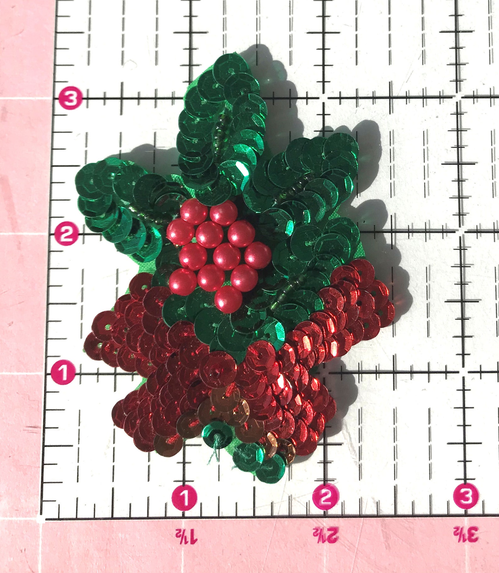 Pack of 3 Mistletoe Christmas Beaded Sequined Sew-on Applique Craft ...