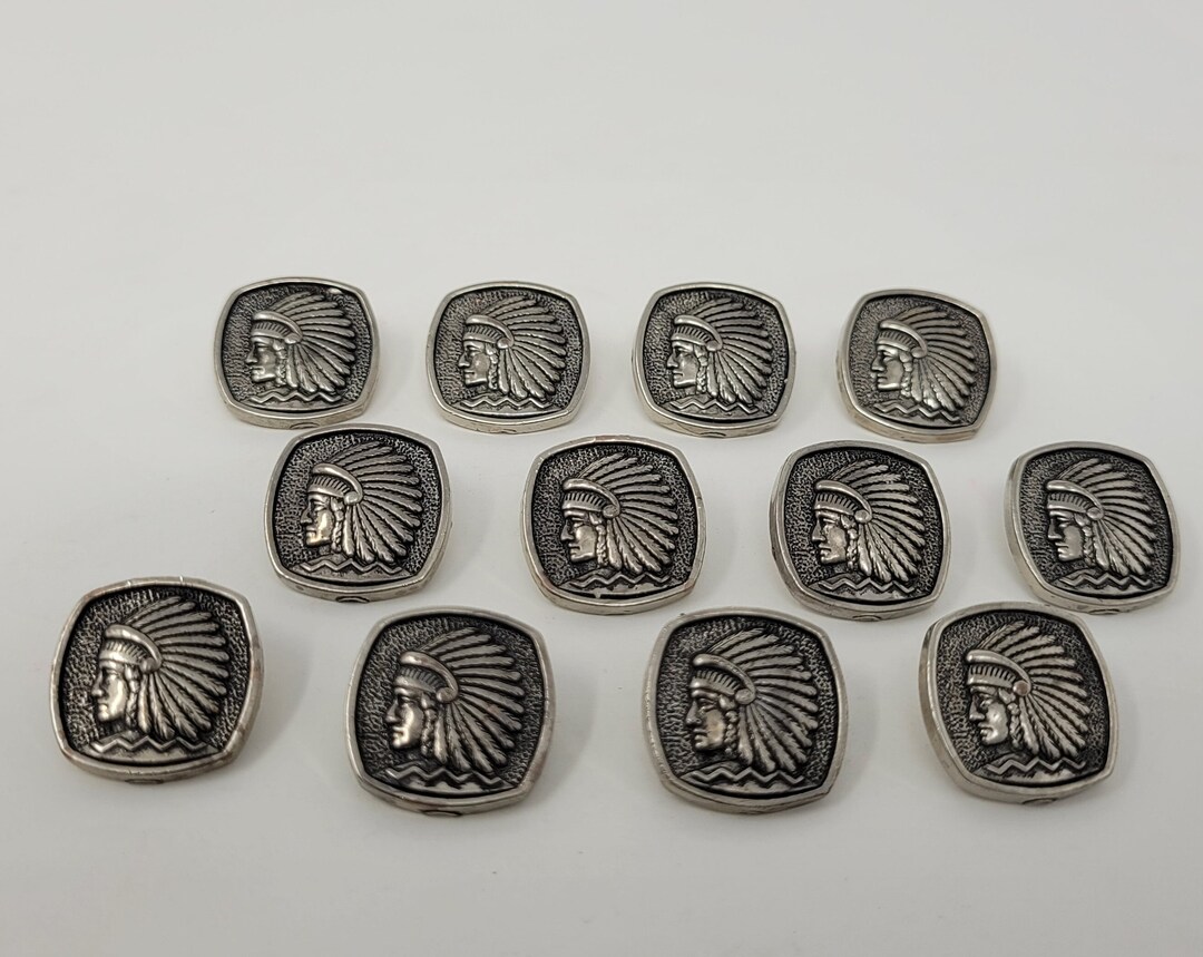 12 Pcs Tribal Chief Native American Head Silver or Gold Molded Plastic ...