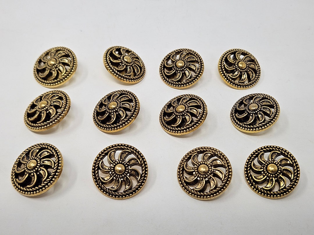 12 Pcs Gilded Filigree Baroque Floral Antique Gold Plastic Sewing ...