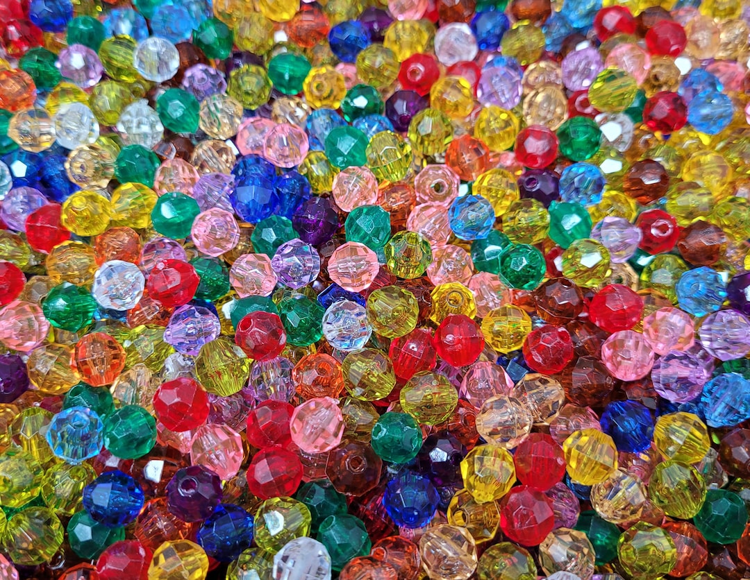 500 Pcs Translucent Crystal Faceted 8mm Round Plastic Acrylic Craft ...