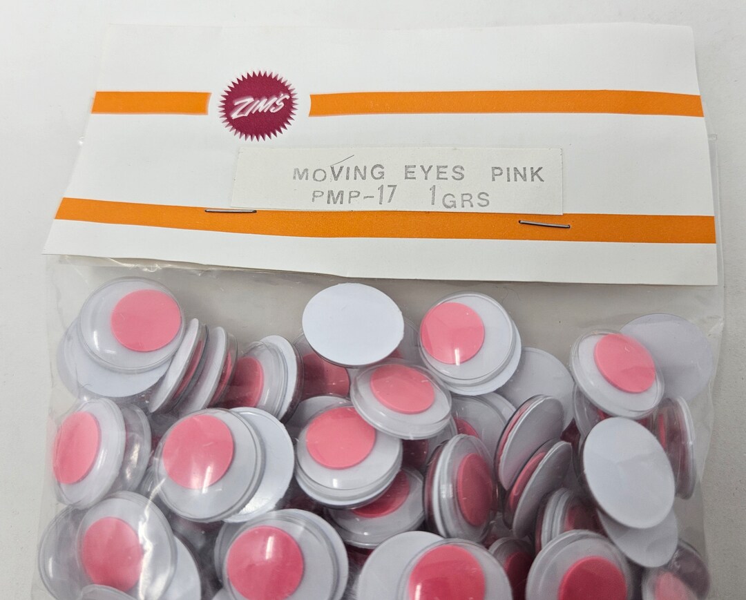 Zim's Vintage Pink Paste-on Glue-on Round Moving Wiggle Googly Eyes Plastic Eyes for Craft Doll ...