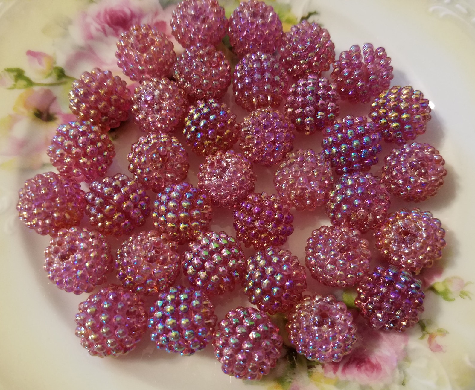 100 Pcs Vintage 15mm Iridescent Berry Raspberry Beads Plastic - Etsy