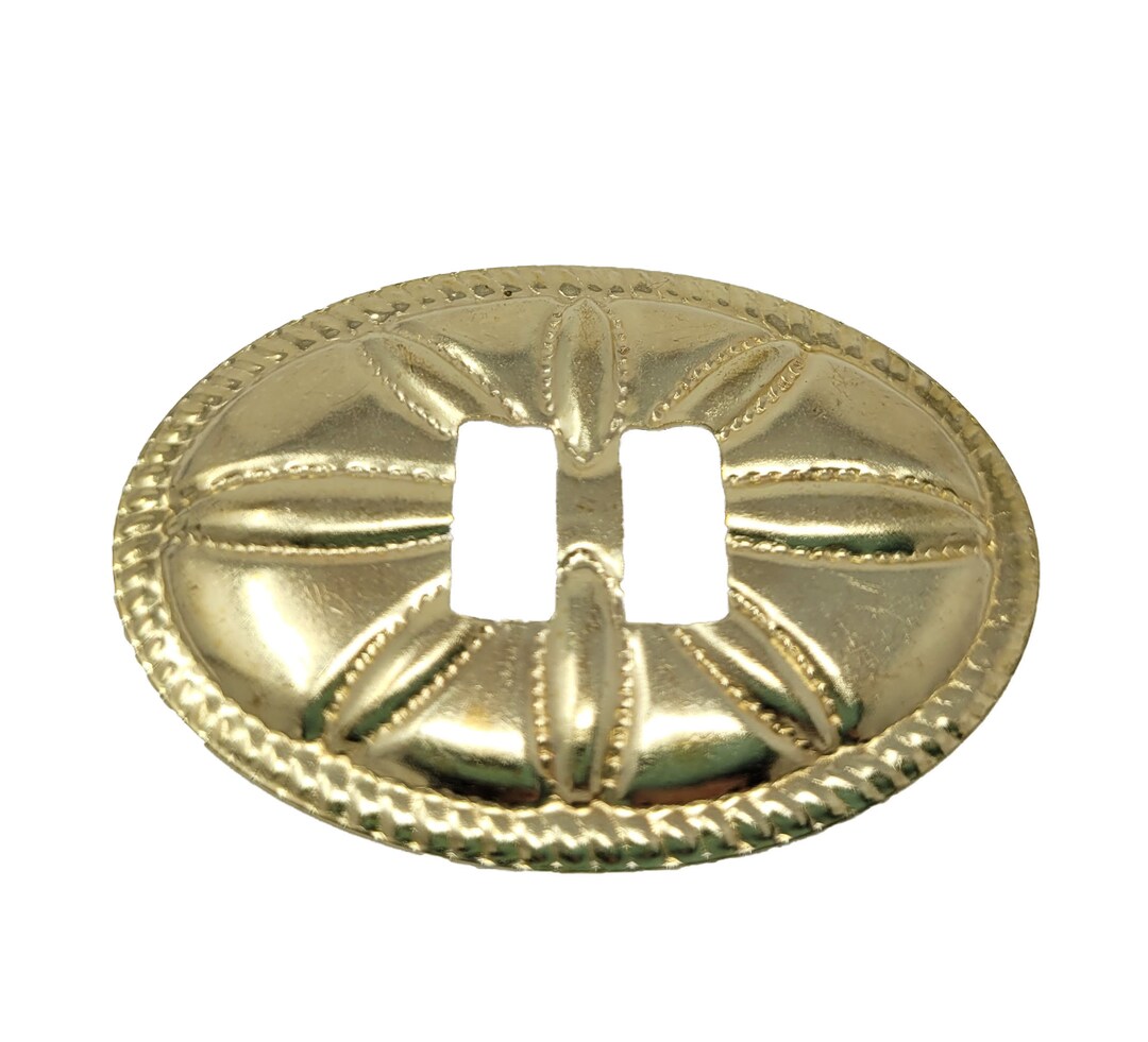 10 Pcs Gold Metal Large Oval Slotted Conchos With Flower Design ...