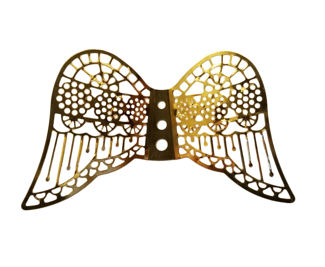 12 Pair of Vintage Miniature 2-3/8" Gold Metal Filigree Angel Wings for ...