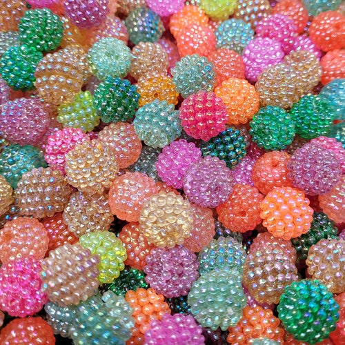 100 Pcs Vintage 15mm Iridescent Berry Raspberry Beads Plastic - Etsy