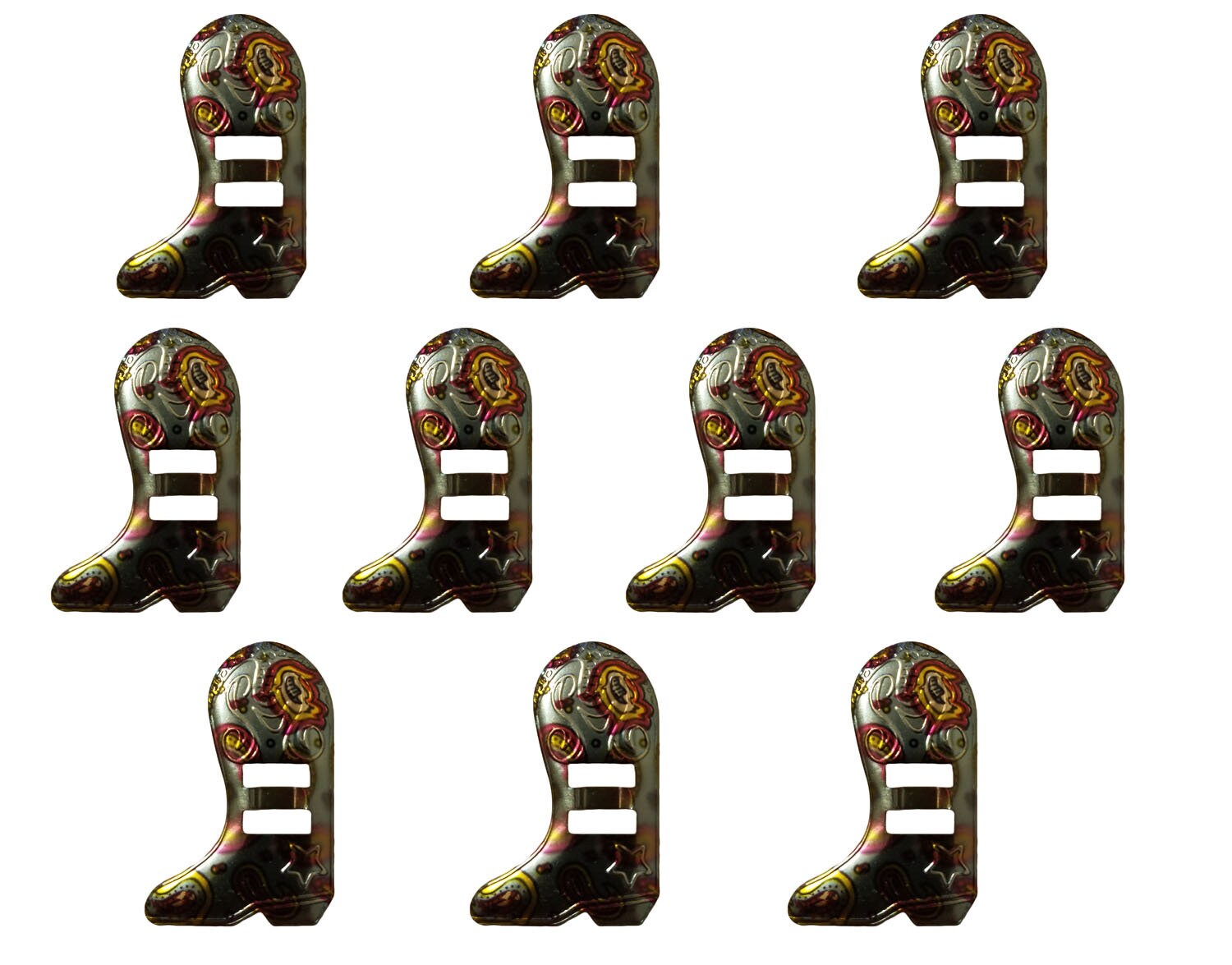10 Pcs Cowboy Boot Metal Western Cowgirl Bolo Slotted Concho Slides ...