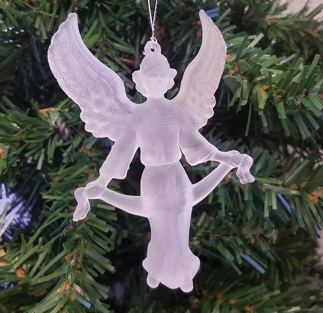 Lot of 6 Vintage 3-1/2" Gold or Frosted Plastic Angel With Sash Craft ...