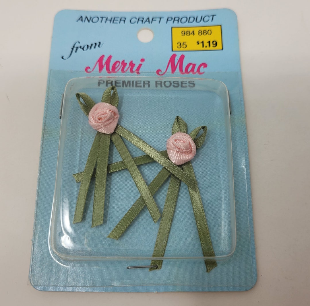 24 Pcs Vintage Merri Mac Satin Ribbon Rose Bows Sewing Trims Appliques ...