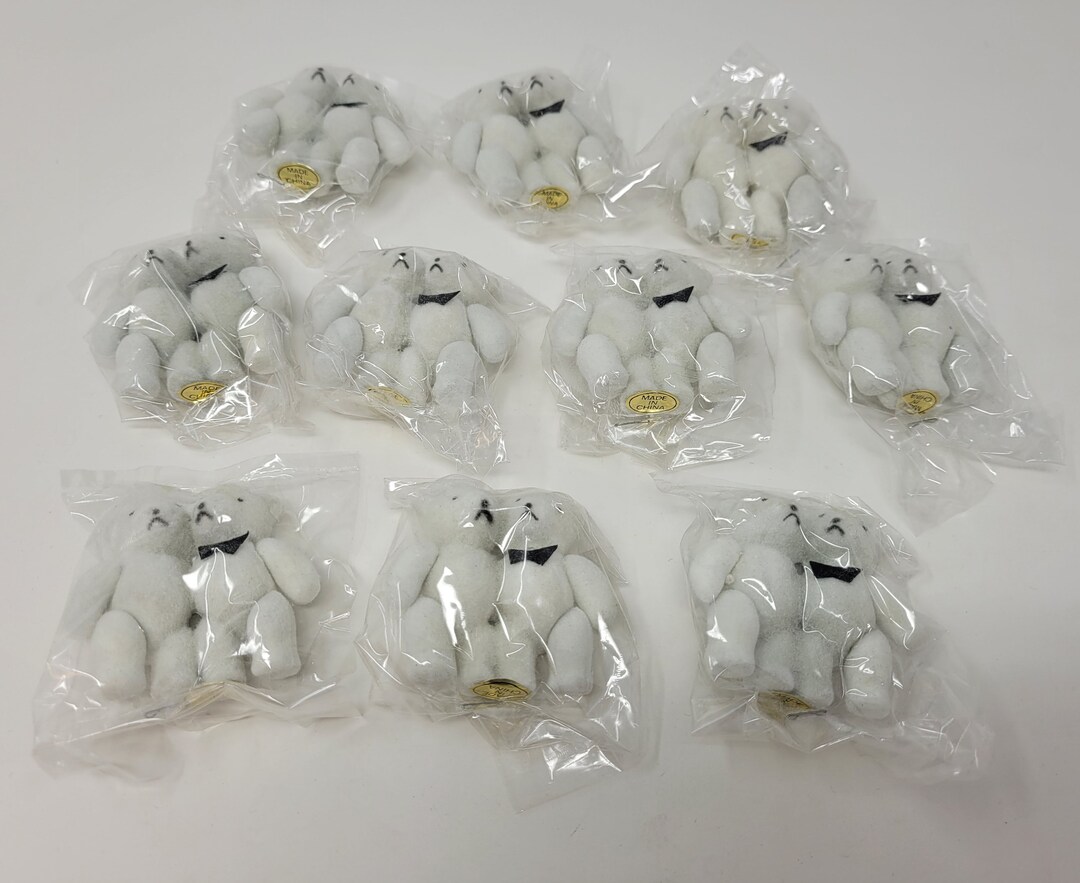 Lot of 10 Vintage Darice 2" Flocked Teddy Bears Bridal Wedding Couple ...