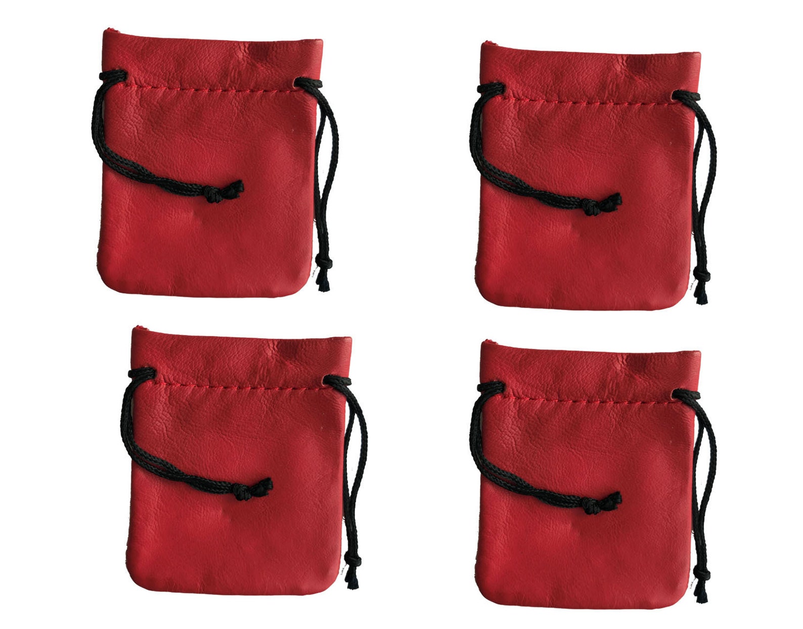 Pack of 4 Small 3 Red Genuine Leather Drawstring Pouch - Etsy