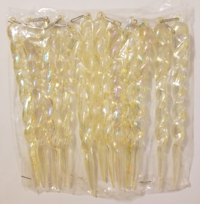Pack of 12 Vintage Iridescent Plastic Icicle 5" Christmas Tree ...