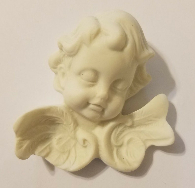 Lot of 6 Vintage White Resin Alabaster Cherub Angel Plaque Craft ...