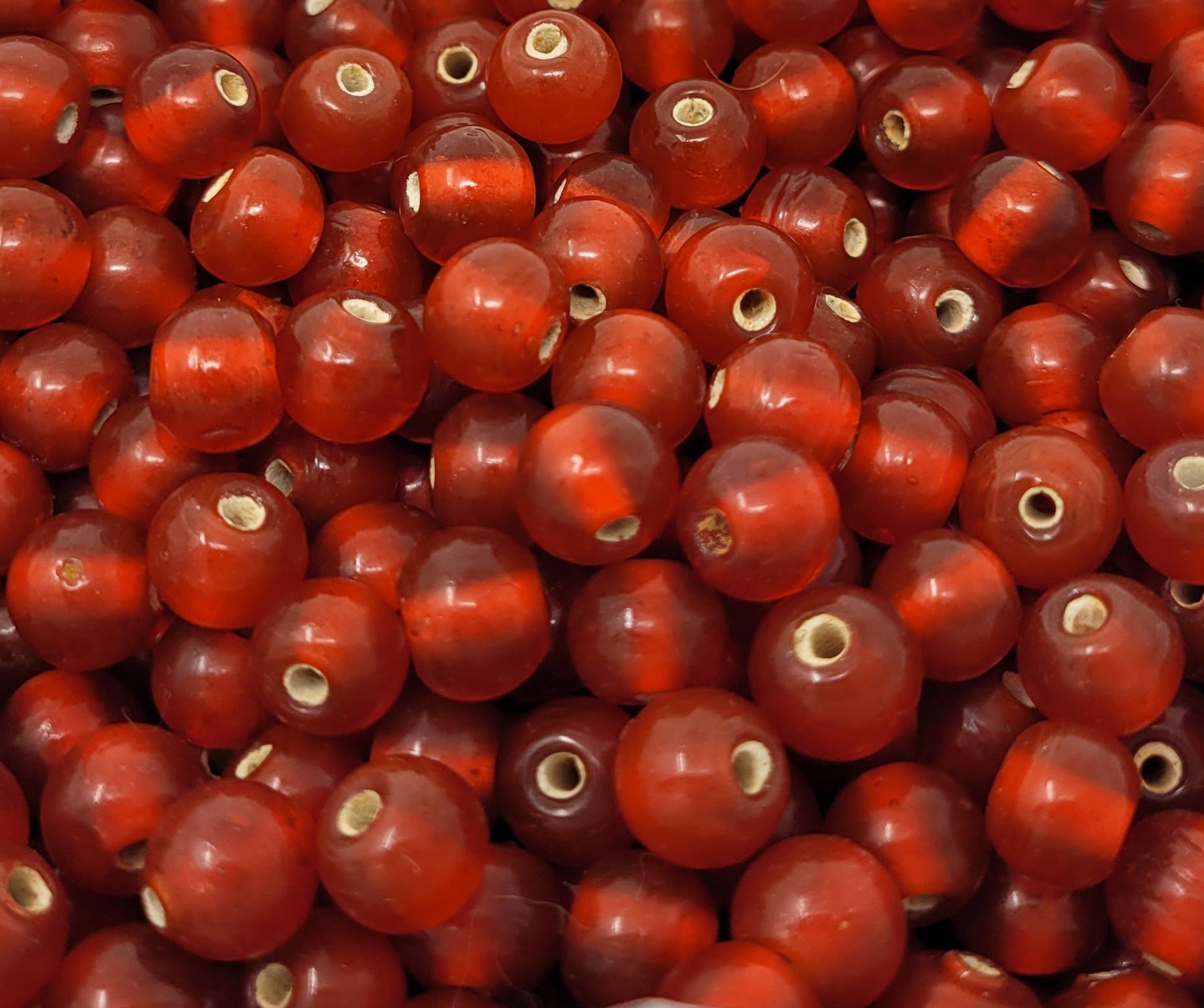 Pack of 50 Vintage Transparent Red or Blue Glass Beads 9mm Round for ...