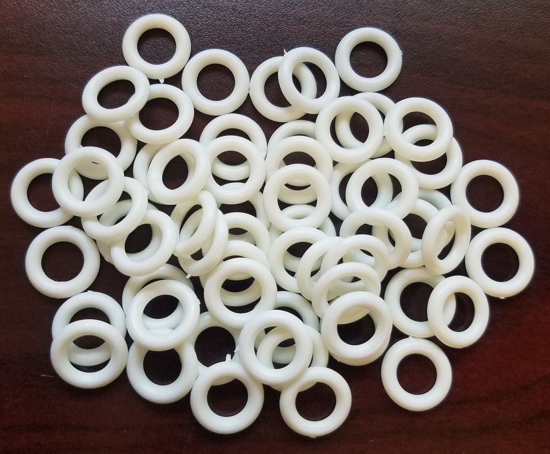 Lot of 60 Round White Plastic Macrame Craft Rings Tiny 1/2" Inch ...