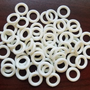 Lot of 60 Round White Plastic Macrame Craft Rings Tiny 1/2" Inch ...