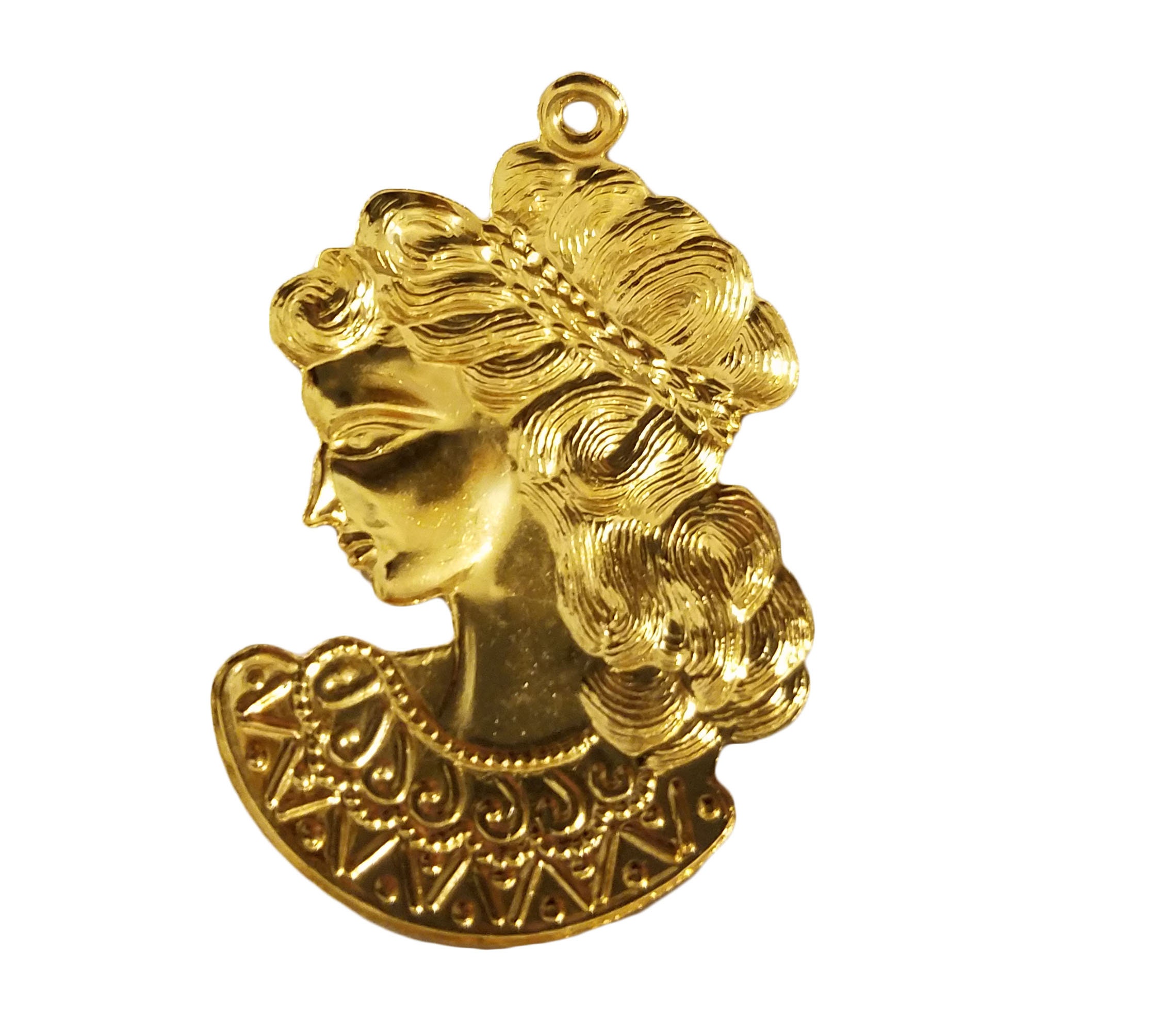10 pcs Grecian Greek Goddess Gold Tone Thin Metal Pendants | Etsy