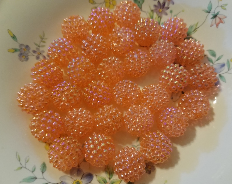 100 Pcs Vintage 15mm Iridescent Berry Raspberry Beads Plastic - Etsy
