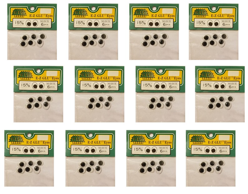 12 Packs BTC E-Z GLU Movable Black Wiggle Googly Eyes 15mm Oval Shape ...
