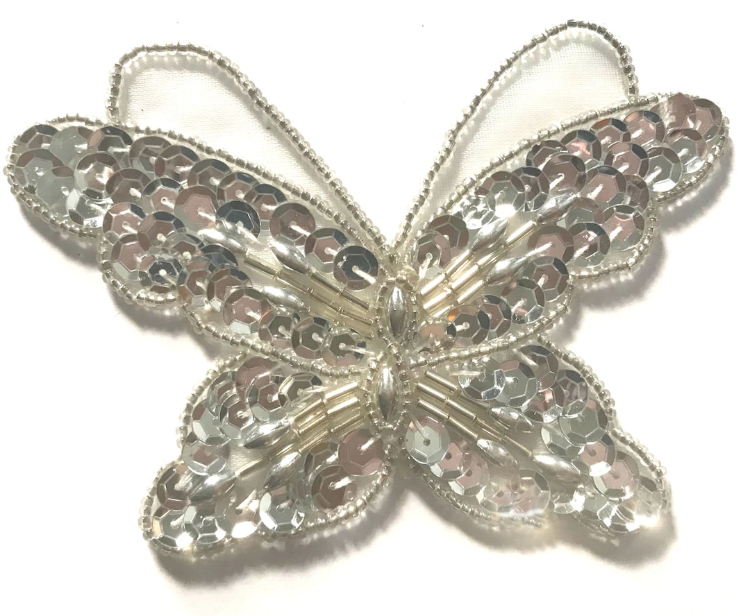 Large Butterfly Beaded Sequined Sew-on Applique Craft Sewing ...
