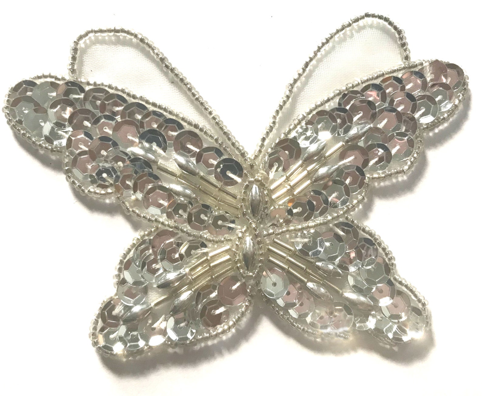 Large Butterfly Beaded Sequined Sew-on Applique Craft Sewing ...