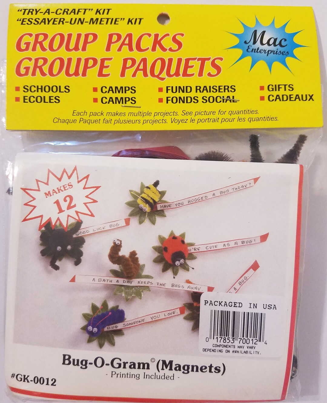 Bug-o-gram Magnets Kids' Pom-pom Group Craft Project Kit From Merri Mac ...