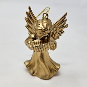 Pack of 12 Vintage Miniature 2" Gold Plastic Angel With Accordion Craft ...