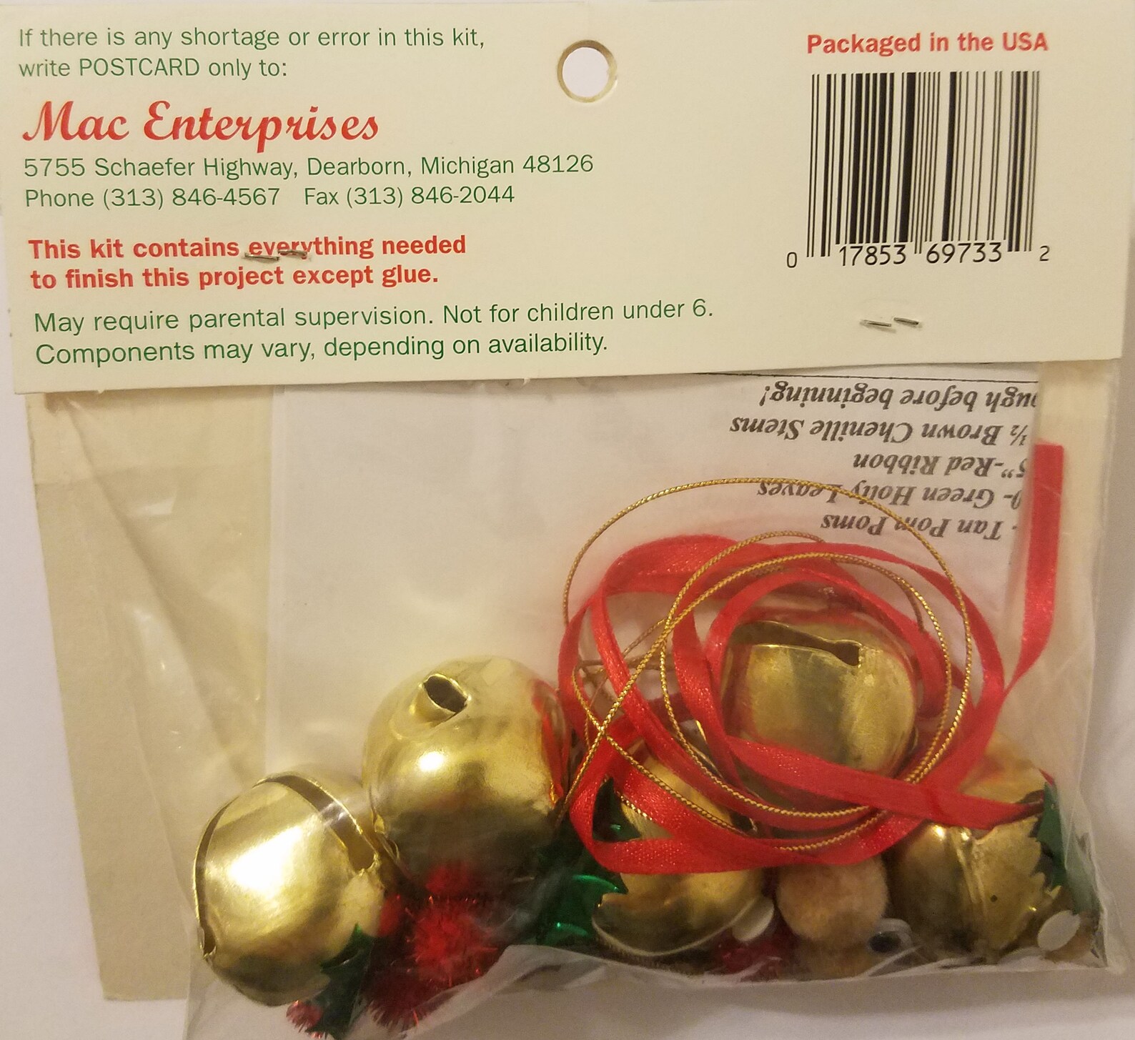 Jingle Bell Reindeer Christmas Ornament Kid's Holiday Craft Kit Merri ...