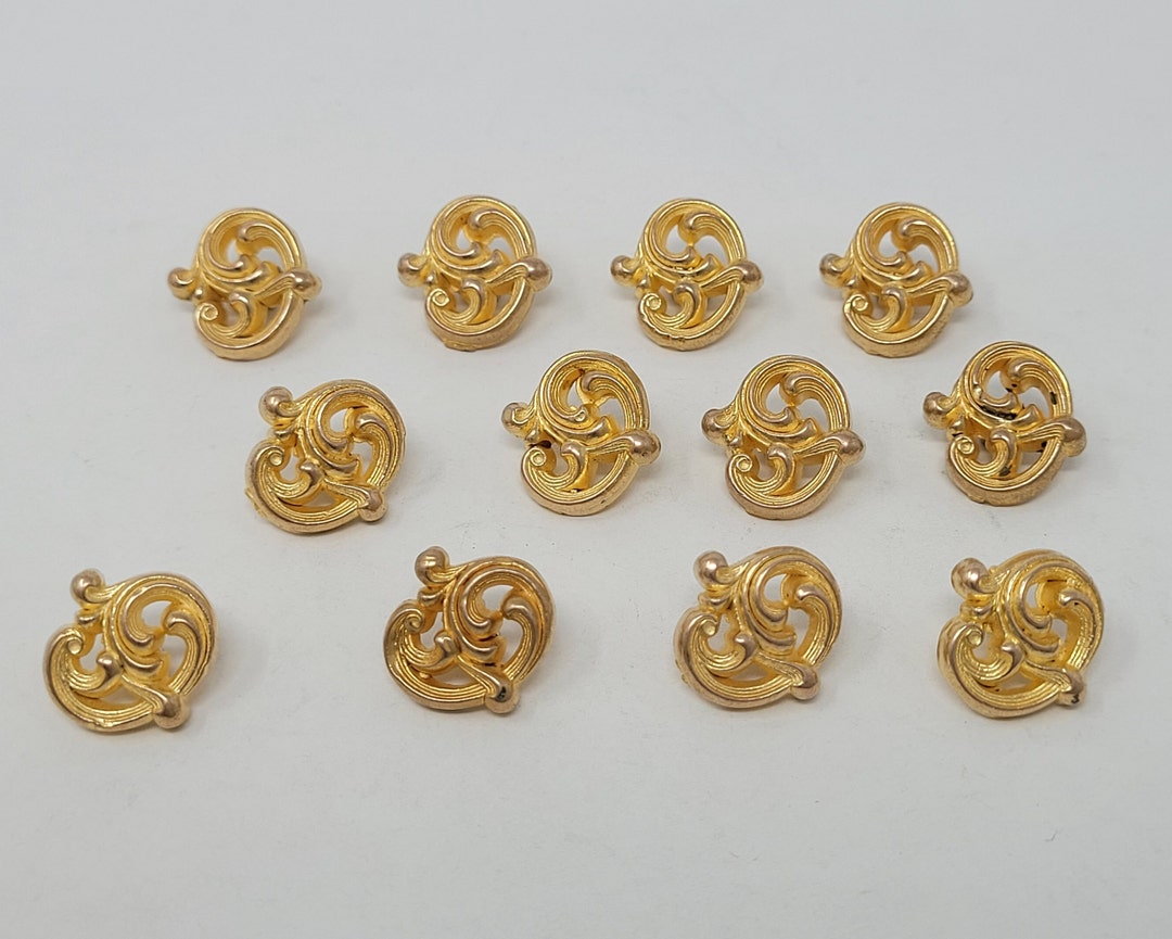 12 Pcs Gold Baroque Scrollwork Molded Plastic Sewing Buttons Vintage - Etsy
