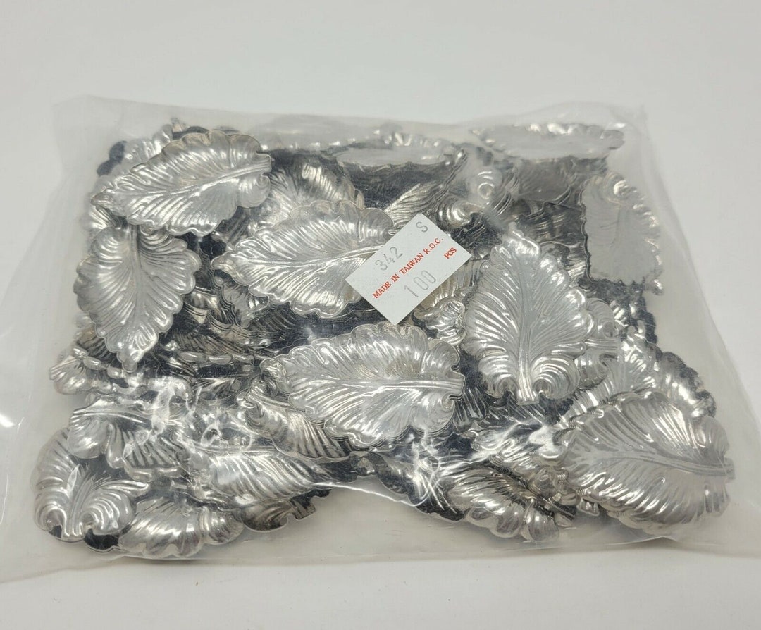 Bulk Pack 100 Pcs Silver Tone Metal Nickel Leaf Stampings Leaves ...