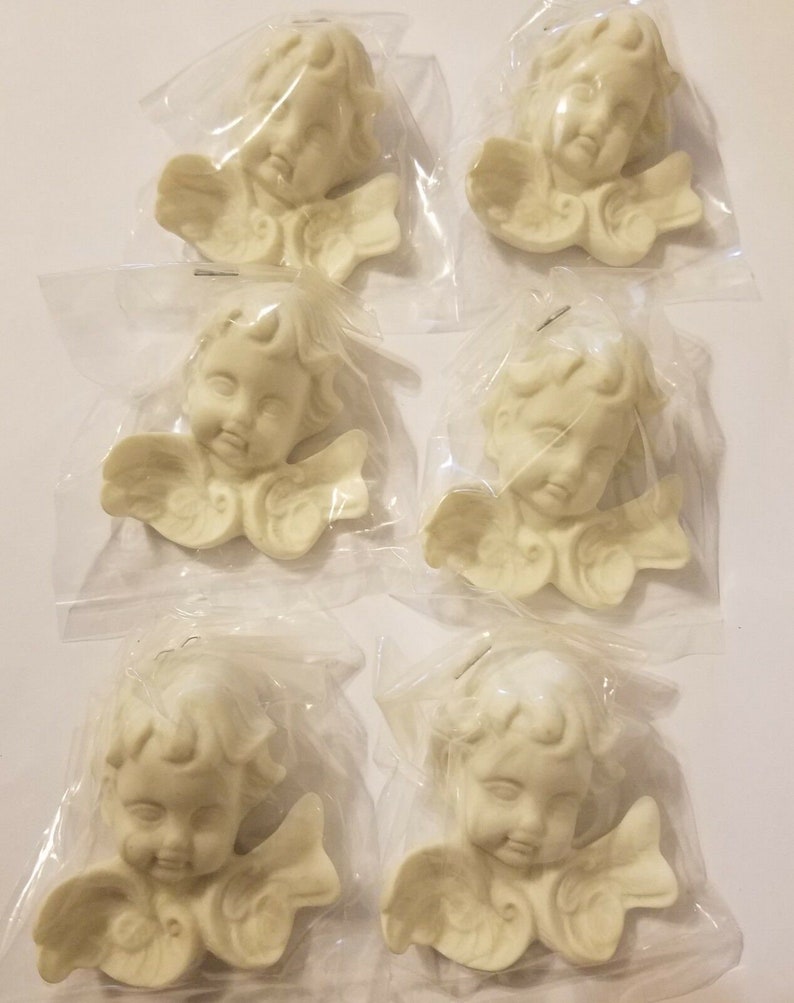 Lot of 6 Vintage White Resin Alabaster Cherub Angel Plaque Craft ...