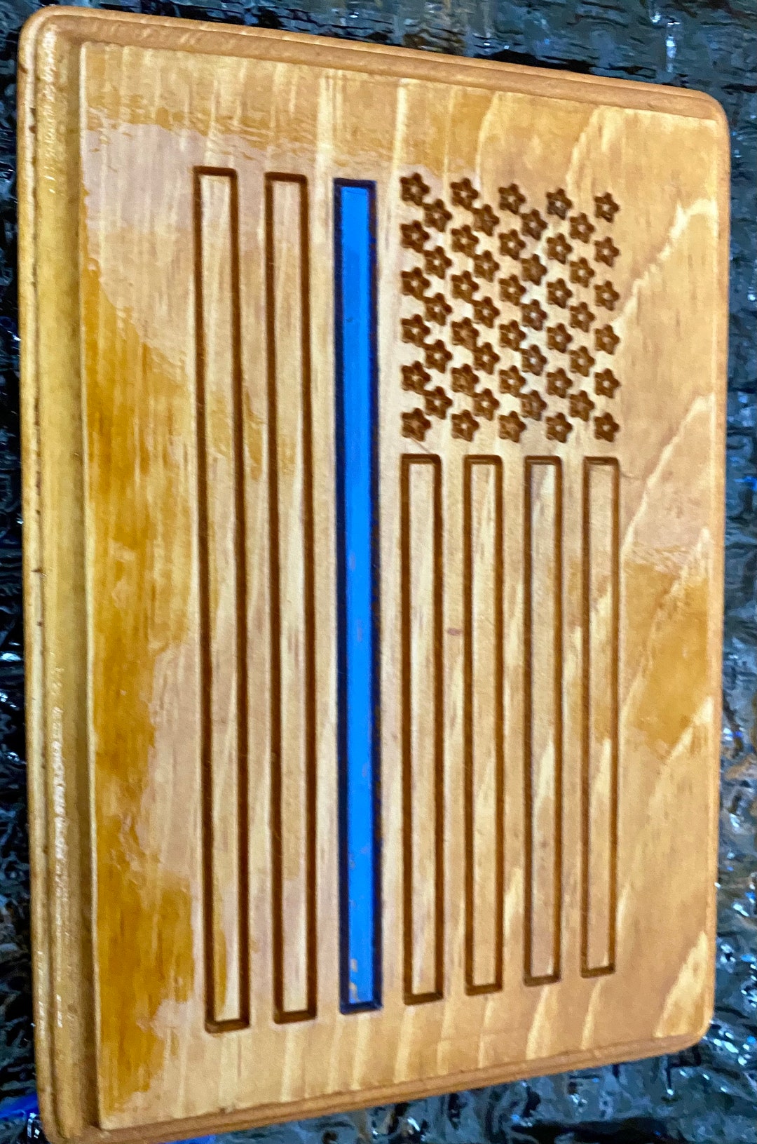 Thin Blue Line Wall Hanging - 7 in by 5 in CNC Carved, and True Design ...