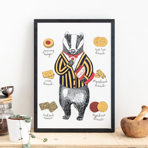 Badger Print - Etsy UK